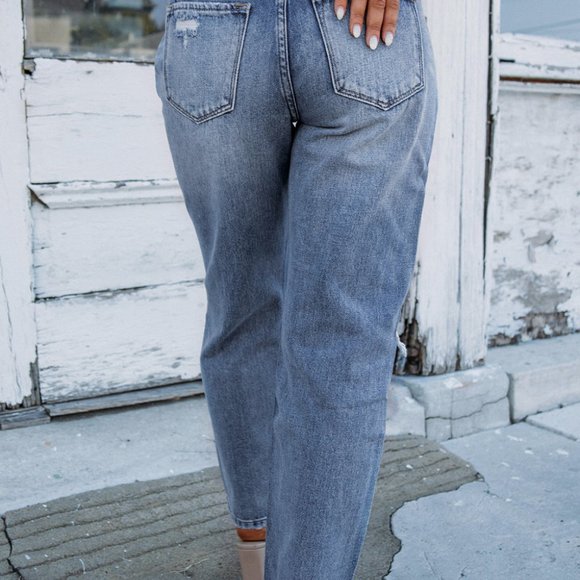 Jeans | Sky Blue Open Knee Cutout Straight Leg Jeans | Poshmark